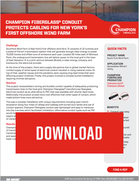 Champion Fiberglass supports a wind farm project.